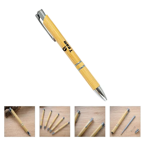Bamboo Wooden Sustainable Retractable Ballpoint Pen | Custom Printed As Low As $0.81